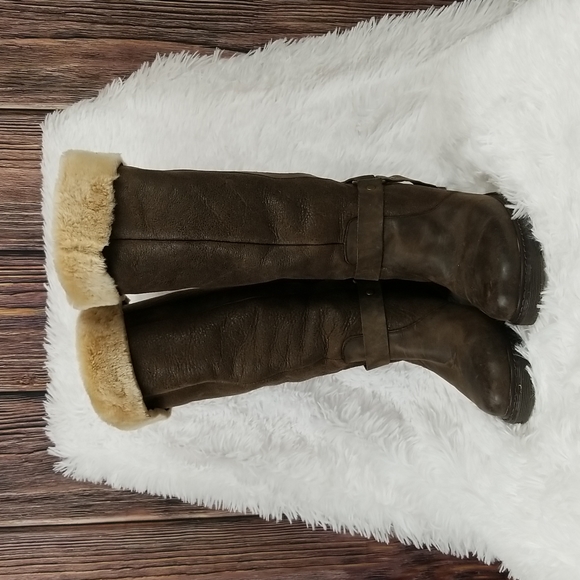 Stetson | Shoes | Stetson Faux Fur Calf Lined Leather Harness High Heel ...